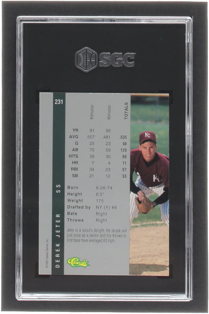 Derek Jeter 1992 Classic Four Sport #231 RC (SGC 8) | Pristine Auction