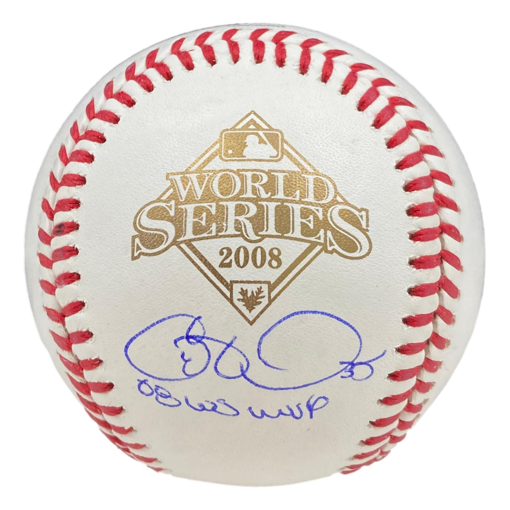 Cole Hamels Signed 2008 World Series Logo Baseball Inscribed "08 WS MVP ...