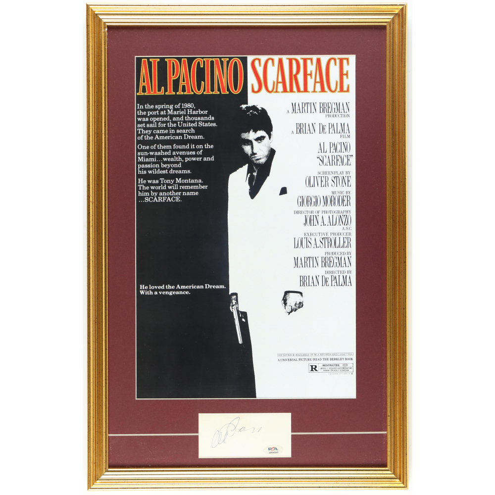 Al Pacino Signed "Scarface" Custom Framed Cut Display (Beckett ...