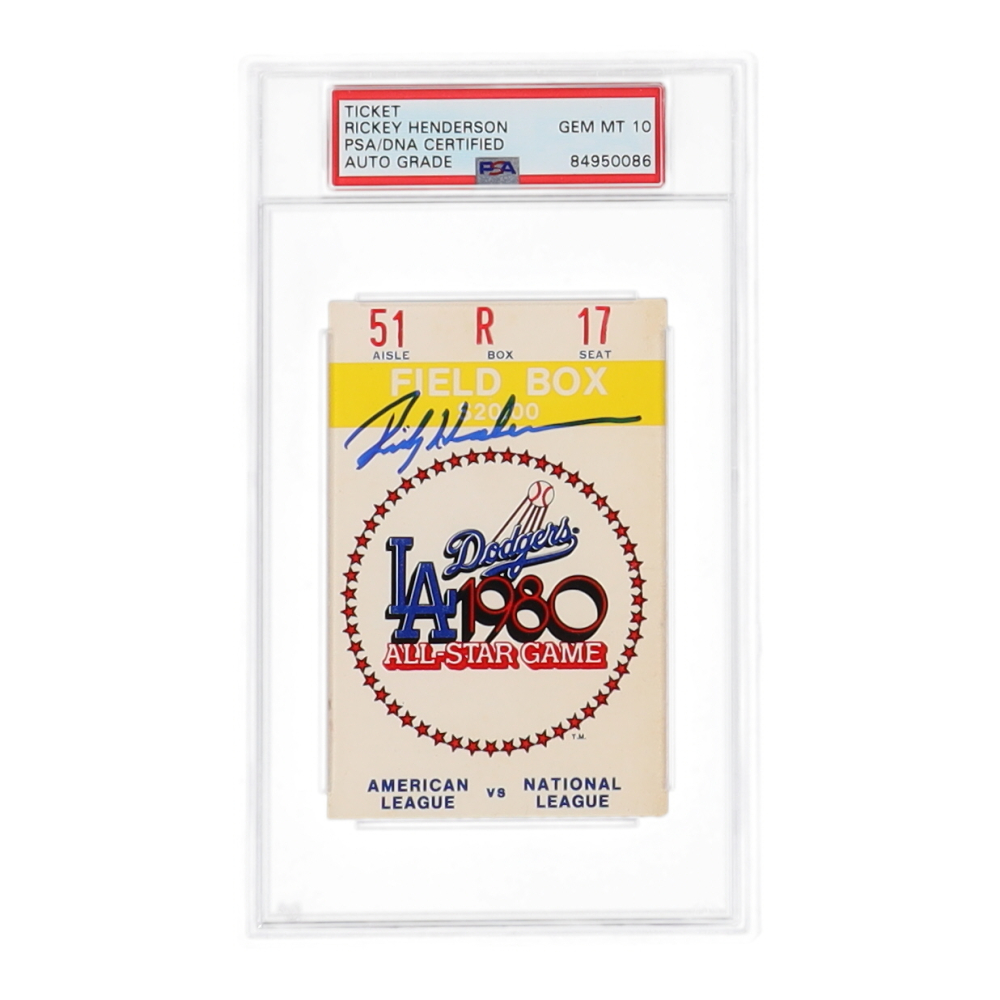 Rickey Henderson Signed 1980 All-Star Game Ticket Stub (PSA | Auto 10 ...
