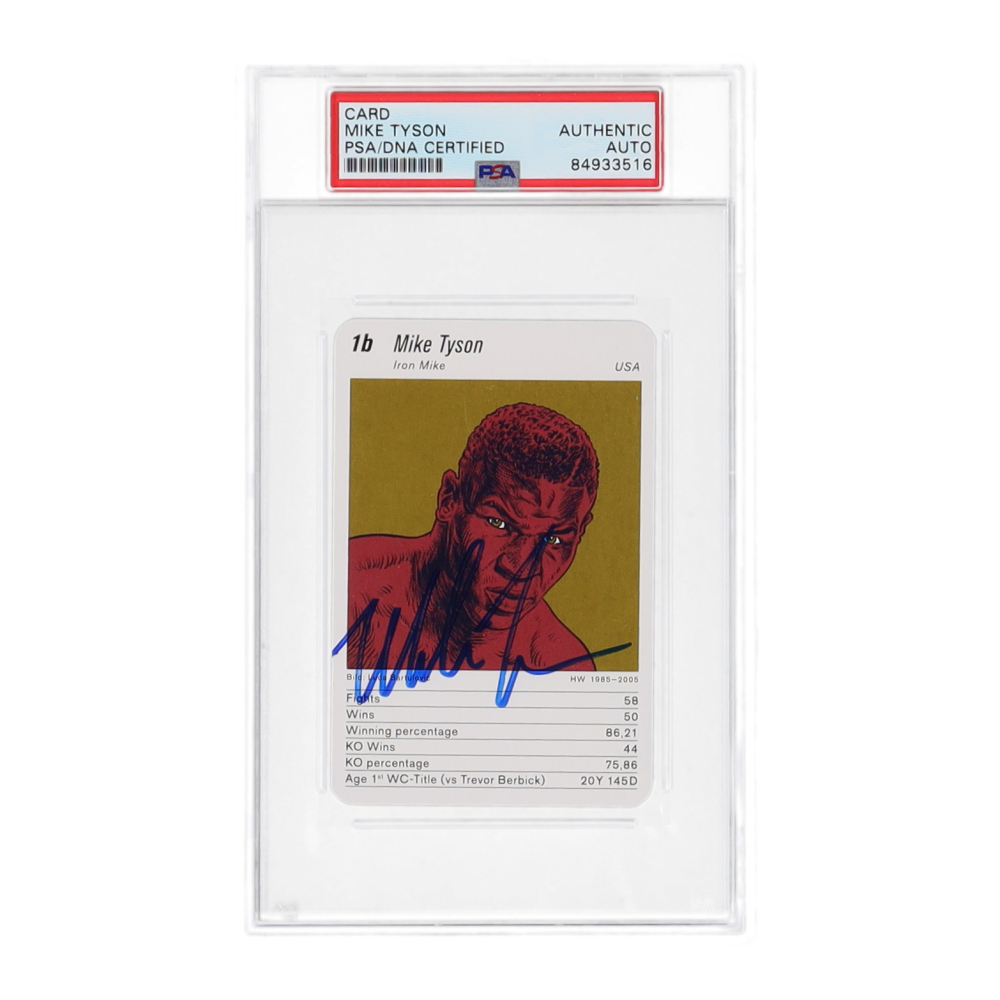 Mike Tyson Signed Custom Swiss boxing statistics card (PSA) | Pristine ...