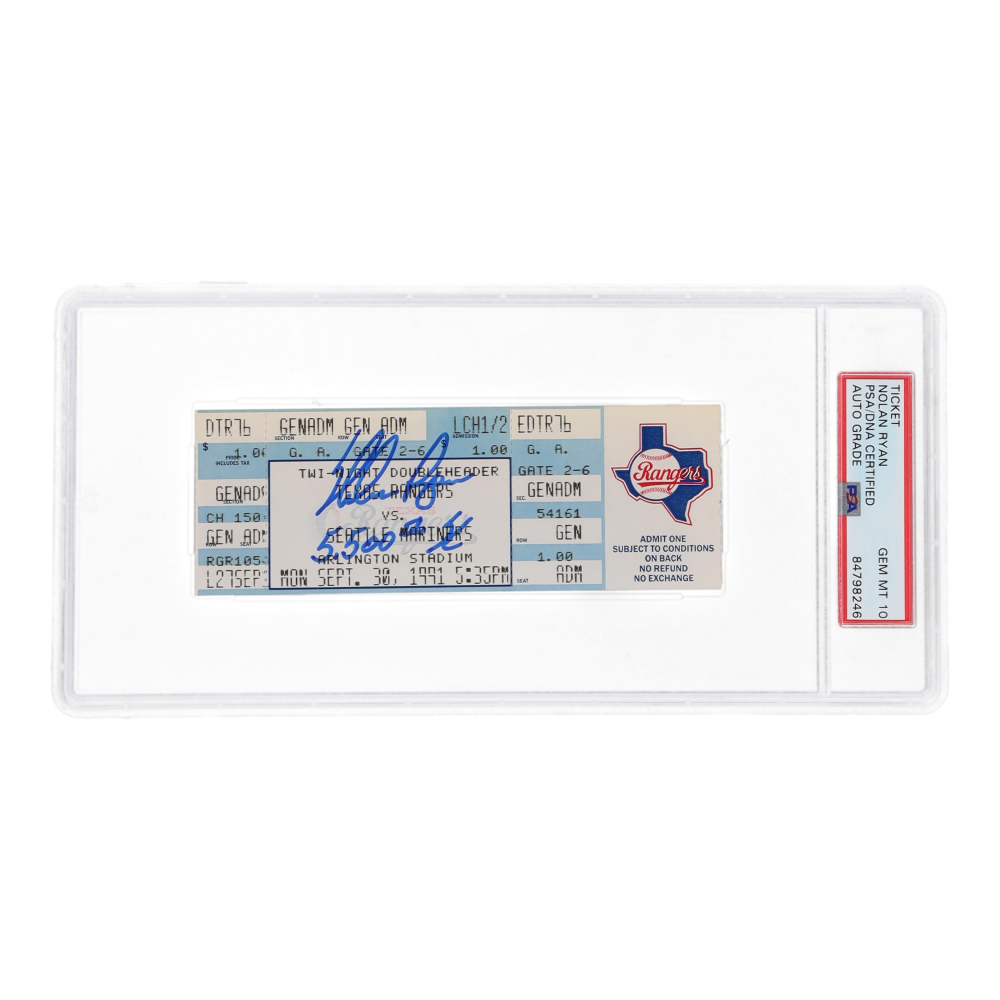 Nolan Ryan Signed 1991 Ticket Stub Inscribed "5,500th K" (PSA | Auto 10 ...