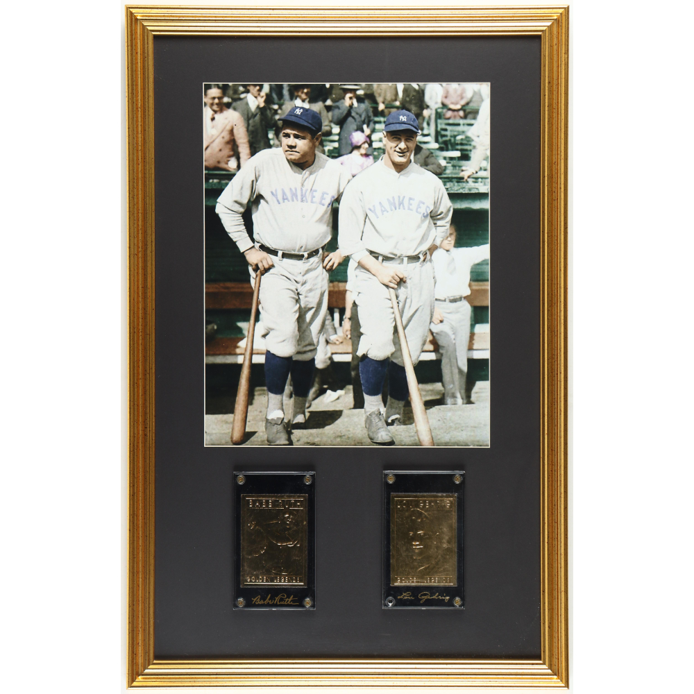 Babe Ruth & Lou Gehrig "Murderer's Row" Custom Framed Colorized Art ...
