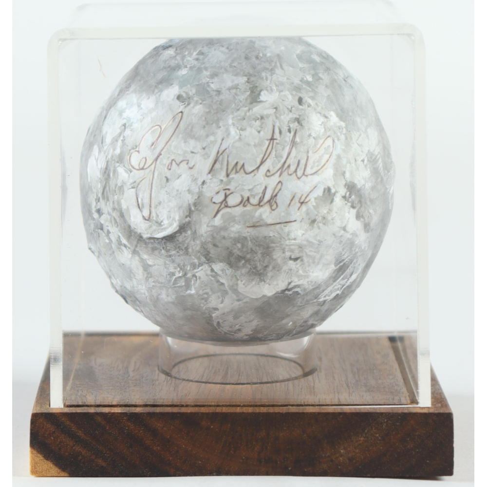 Edgar Mitchell Signed Replica Moon Inscribed "Apollo 14" with Display ...