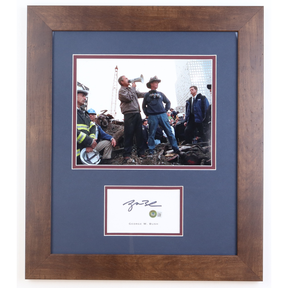George W. Bush Signed Cut Custom Framed 9/11 Ground Zero Speech Display ...