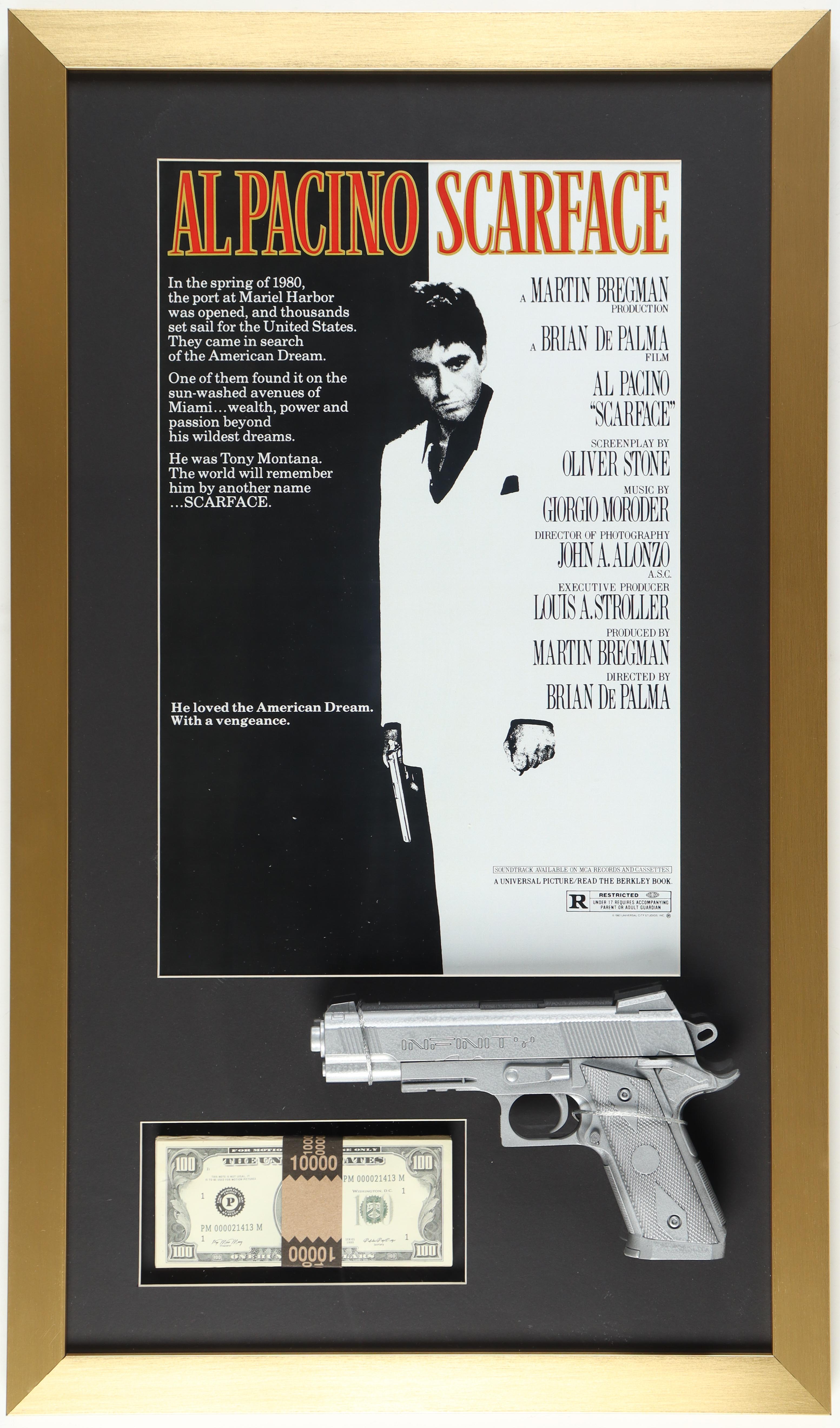 "Scarface" Custom Framed Movie Poster Display with Movie Prop Replica ...