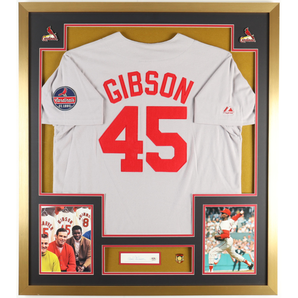Bob Gibson Signed Cardinal Grey Jersey With Vintage Baseball Hall of ...