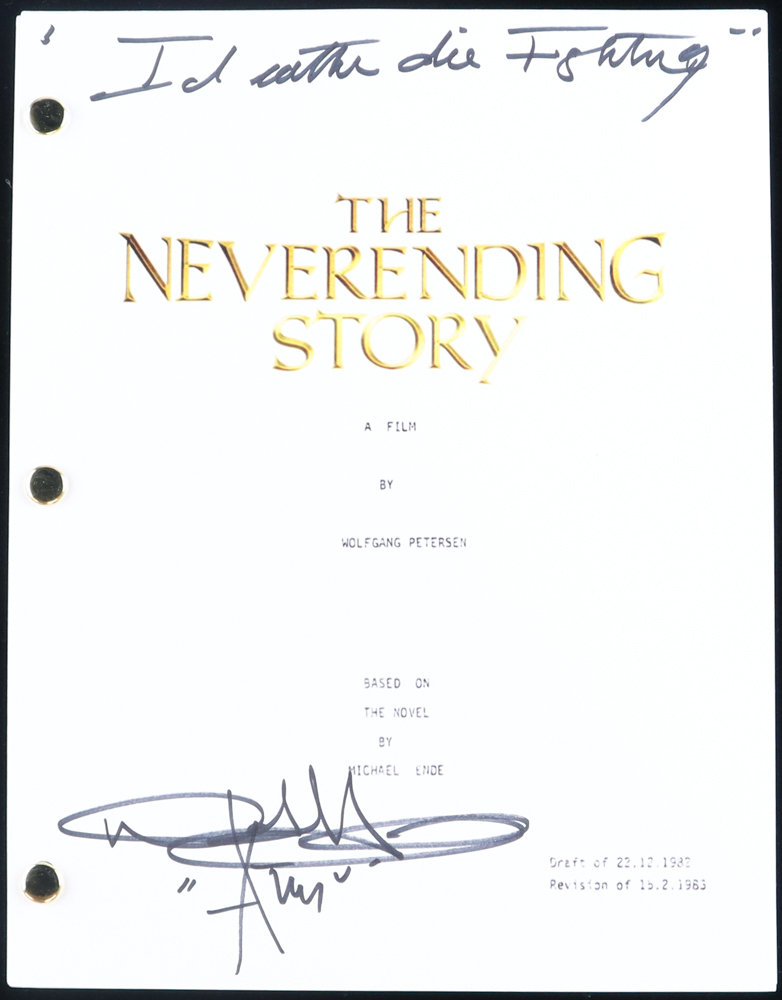 Noah Hathaway Signed "The Neverending Story" Script Inscribed "I'd ...