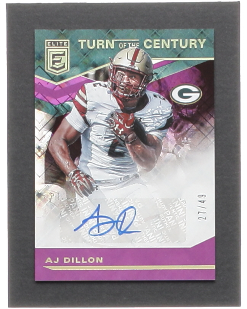 A.J. Dillon 2020 Elite Turn of the Century Autographs Purple #29 RC #27 ...