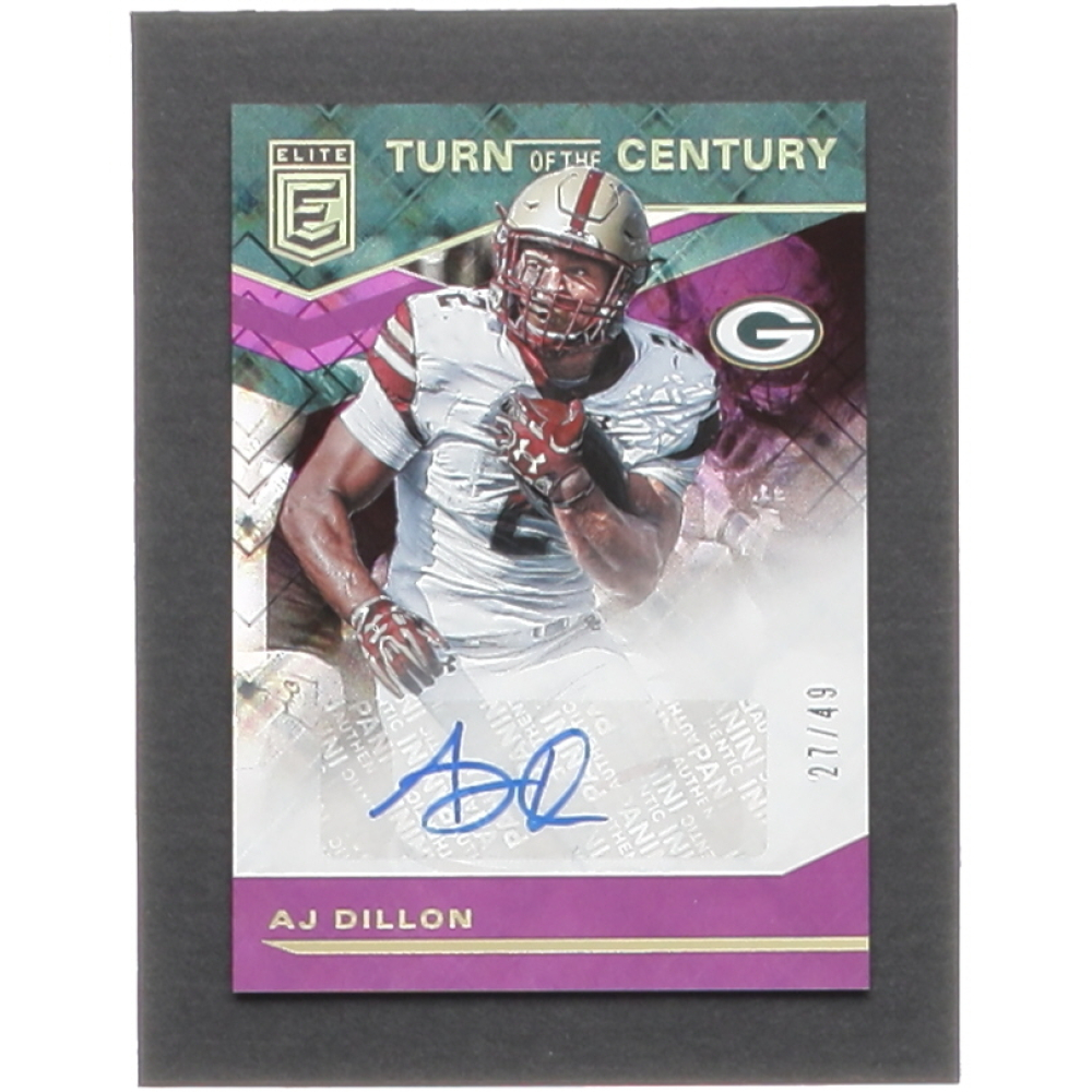 A.J. Dillon 2020 Elite Turn of the Century Autographs Purple #29 RC #27 ...