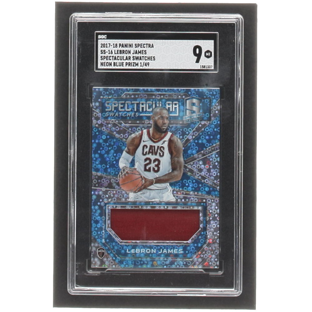 LeBron James 2017-18 Panini Spectra Spectacular Swatches Neon Blue #16 ...