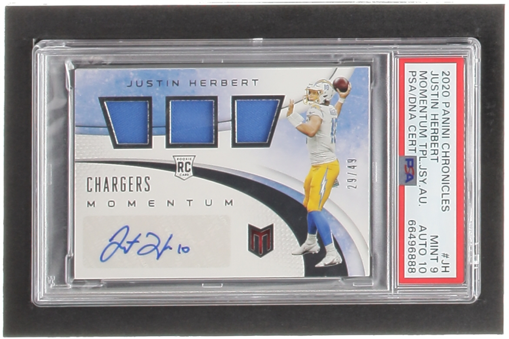 Justin Herbert 2020 Momentum Triple Jersey Autographs #3 #29/49 RC (PSA ...