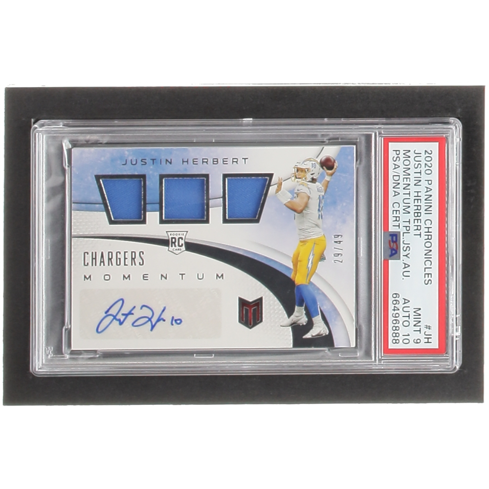 Justin Herbert 2020 Momentum Triple Jersey Autographs #3 #29/49 RC (PSA ...