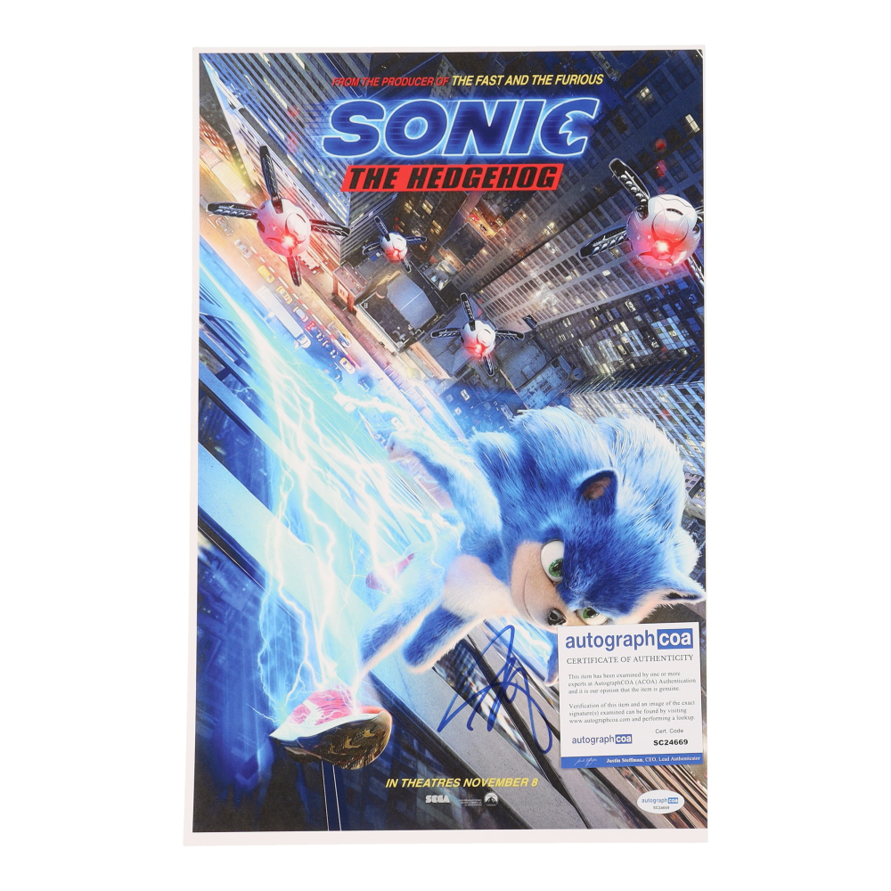 Ben Schwartz Signed "Sonic The Hedgehog" 11x17 Photo (ACOA) | Pristine ...