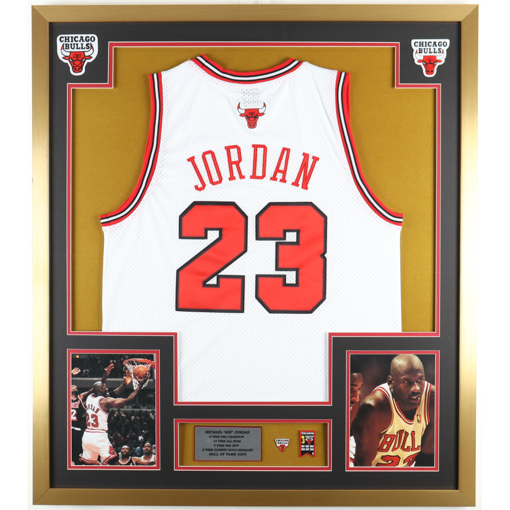 Michael Jordan Custom Framed Jersey Display With Championship Banner ...