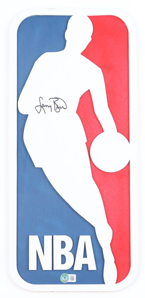 Larry Bird Signed NBA Logo Wood Sign (Beckett) | Pristine Auction