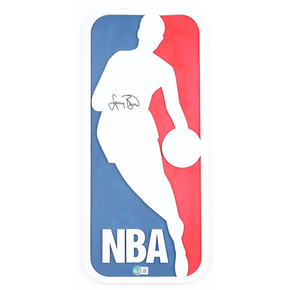 Larry Bird Signed NBA Logo Wood Sign (Beckett) | Pristine Auction