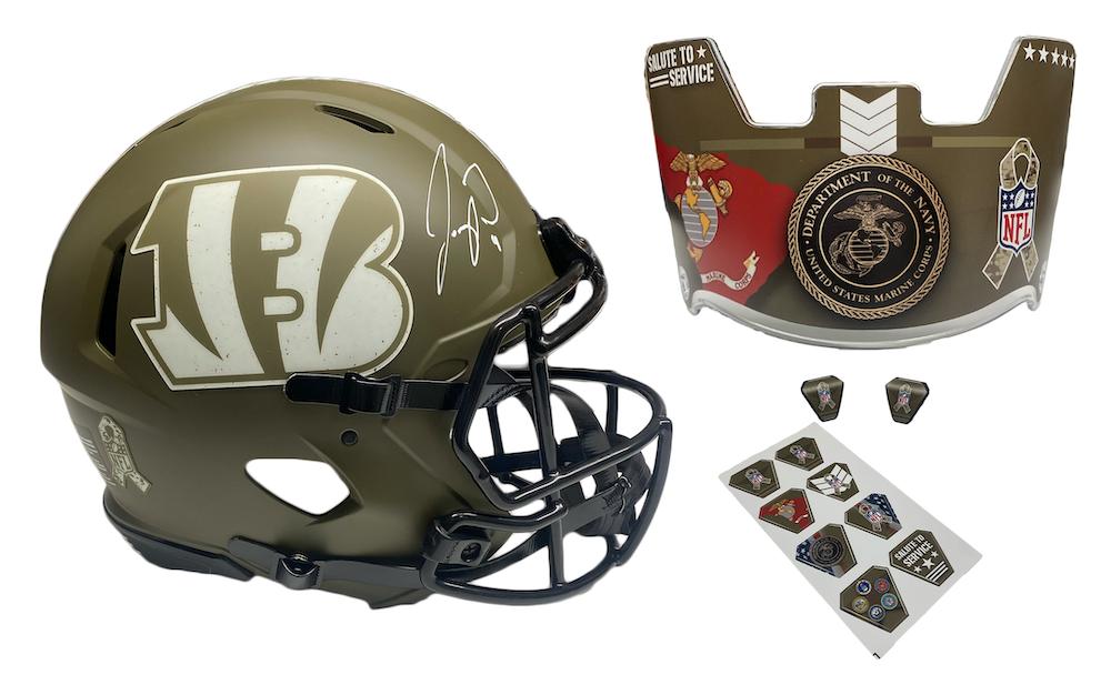 Joe Burrow Signed Bengals Salute to Service Speed Authentic Helmet ...