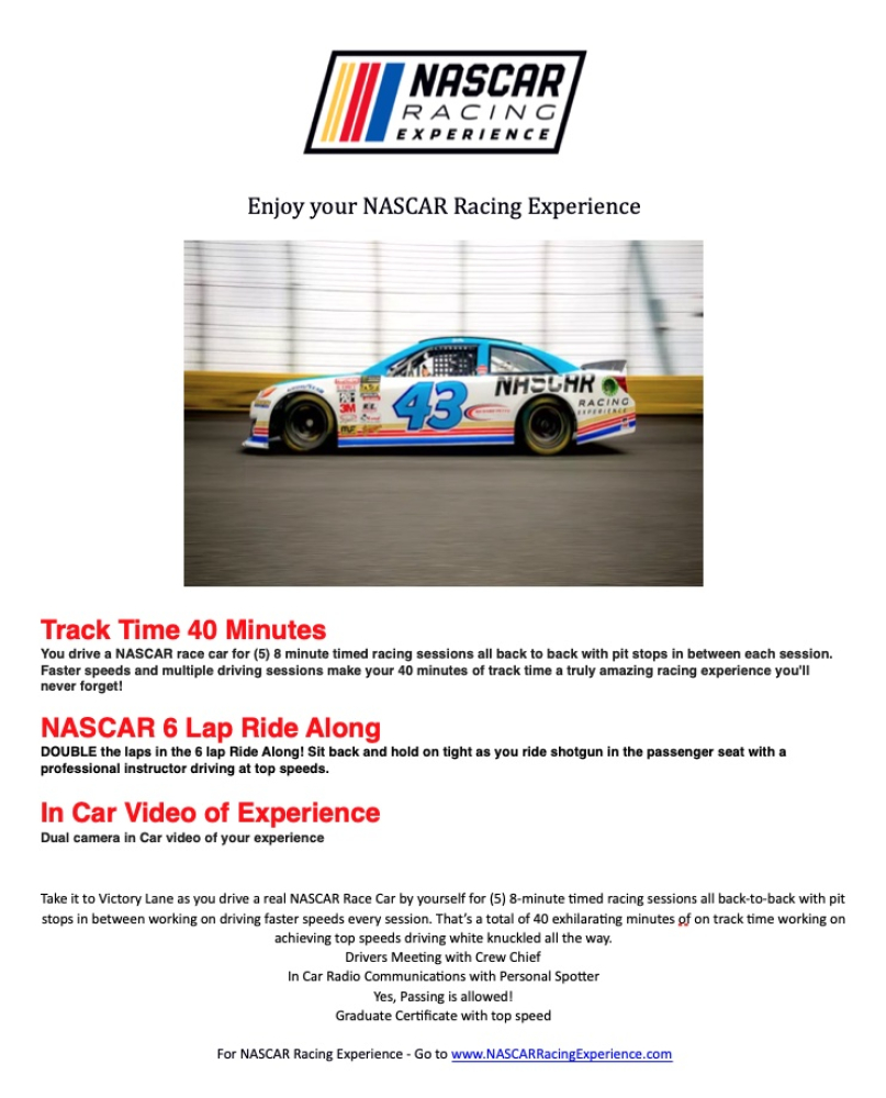 NASCAR Racing Experience Exclusive VIP Experience of 40 Minutes of ...