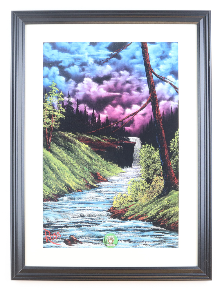 Bob Ross Custom Framed Print with "Happy Little Trees" Pin | Pristine ...