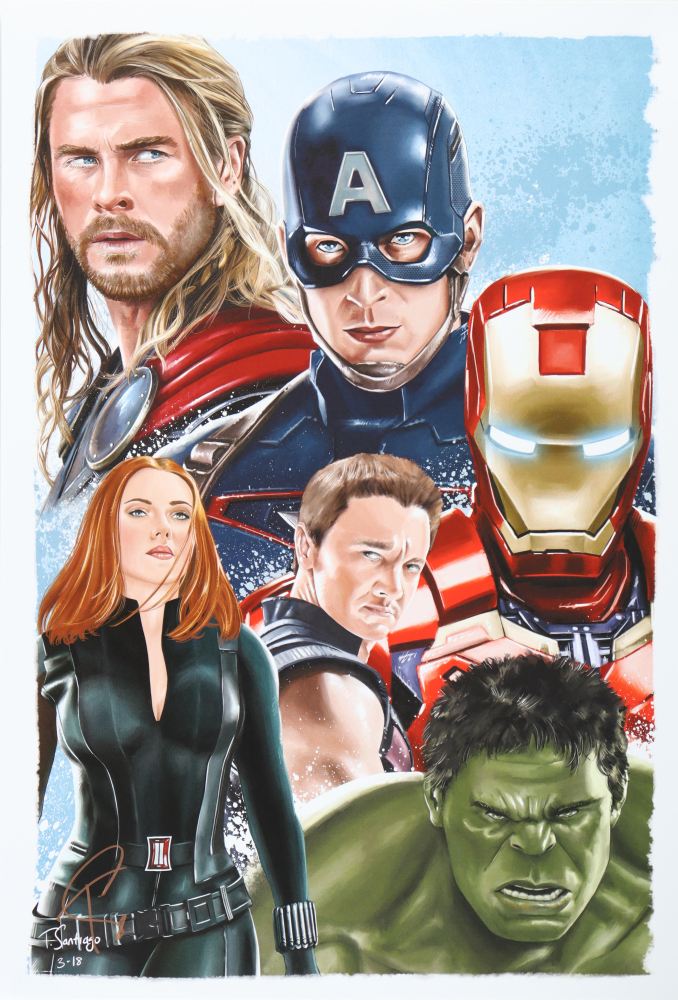 The Avengers - Marvel Comics 13x19 Signed Lithograph by Tony Santiago ...