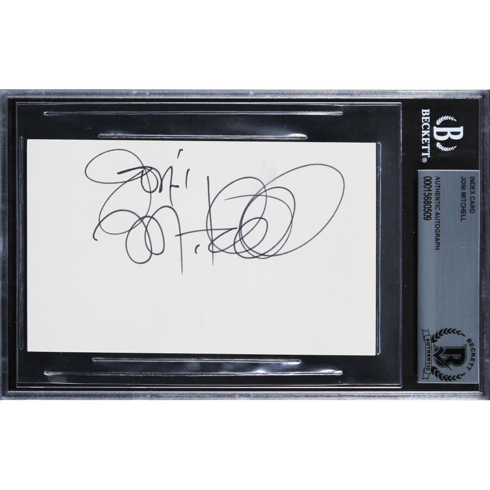 Joni Mitchell Signed 3x5 Index Card (BGS) | Pristine Auction