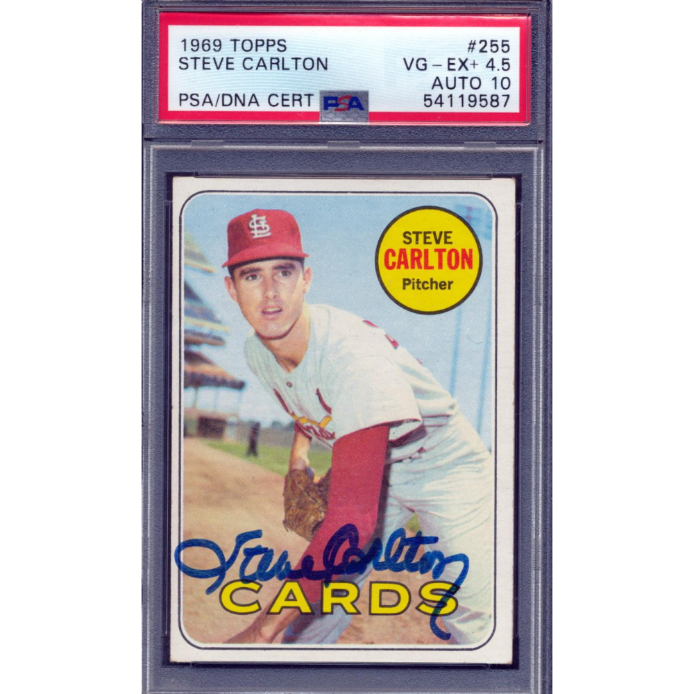Steve Carlton Signed 1969 Topps #255 (PSA 4.5 | Autograph 10 ...