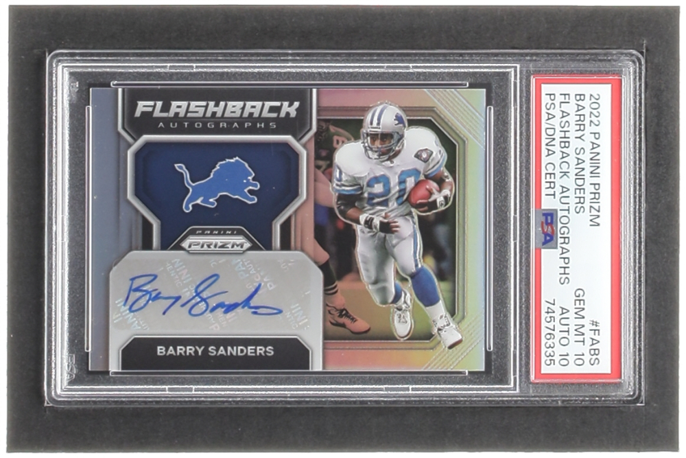 Barry Sanders 2022 Panini Prizm Flashback Autographs #2 #47/49 (PSA 10 ...