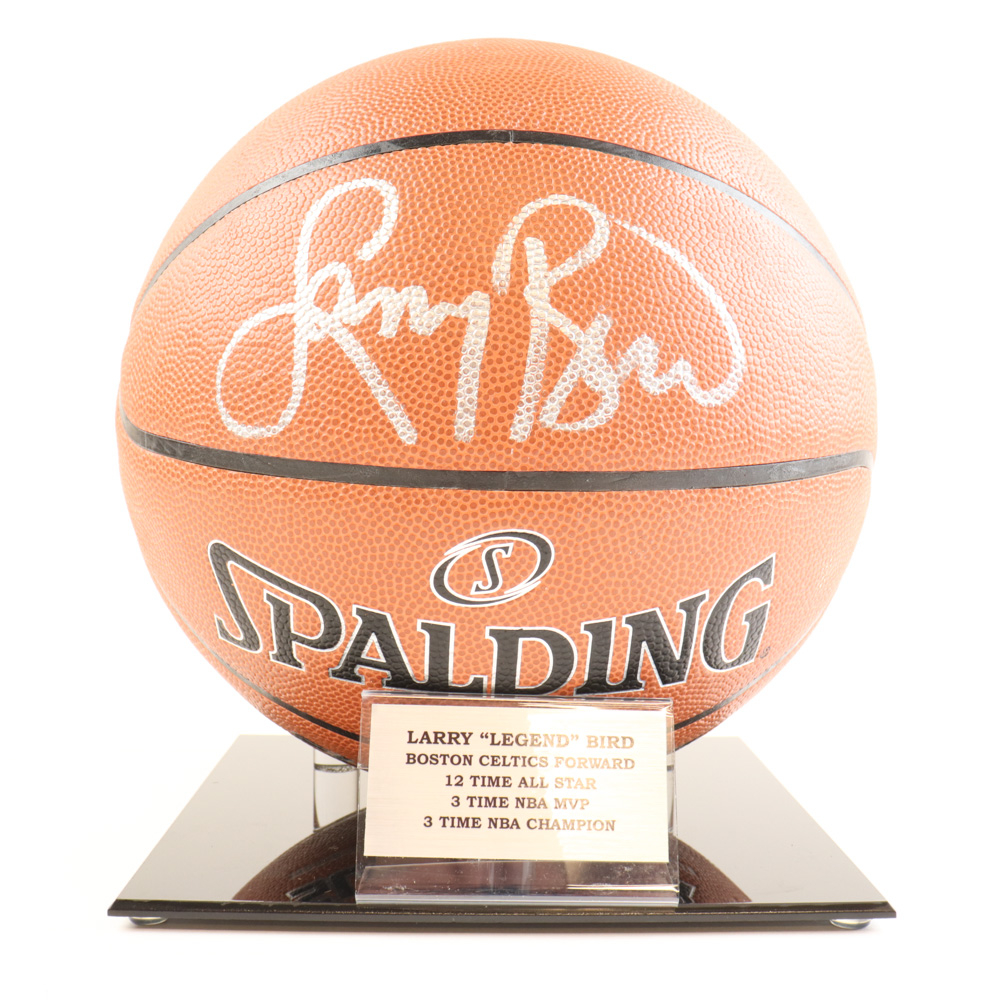 Larry Bird Signed Basketball With Acrylic Display Stand (Beckett ...