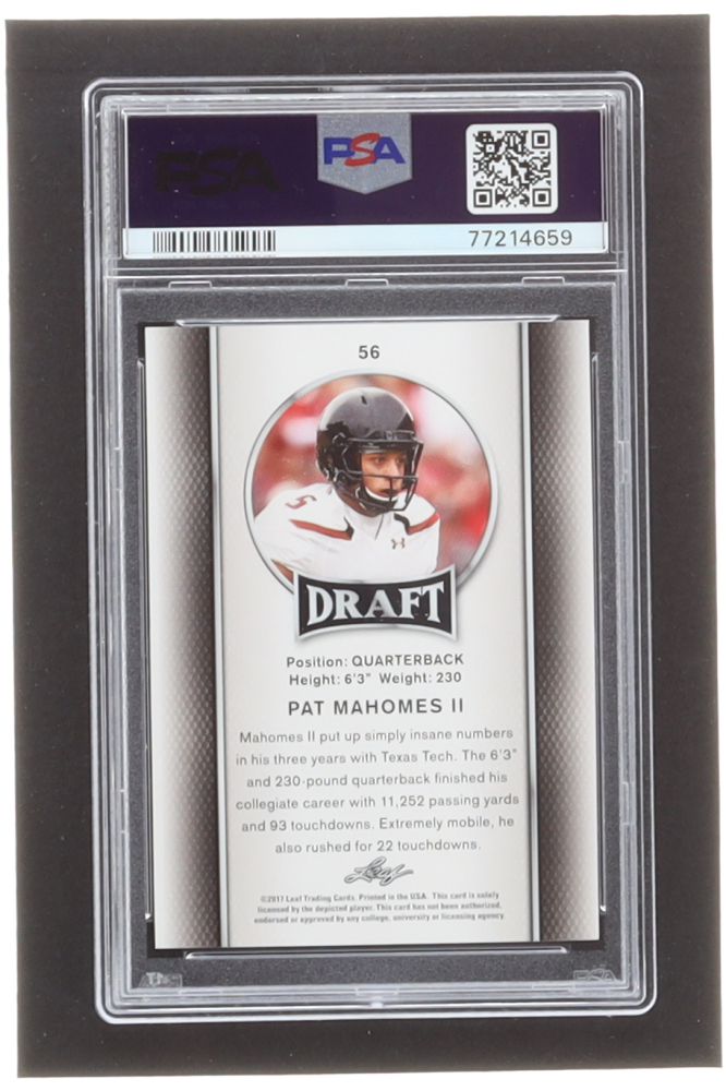 Patrick Mahomes II 2017 Leaf Draft #56 RC (PSA 10) | Pristine Auction