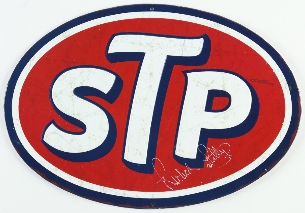 Richard Petty Signed 16" STP Oval Embossed Metal Sign (PA) | Pristine ...