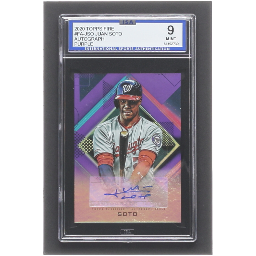 Juan Soto 2020 Topps Fire Autographs Purple #FAJSO #04/50 (ISA 9 ...
