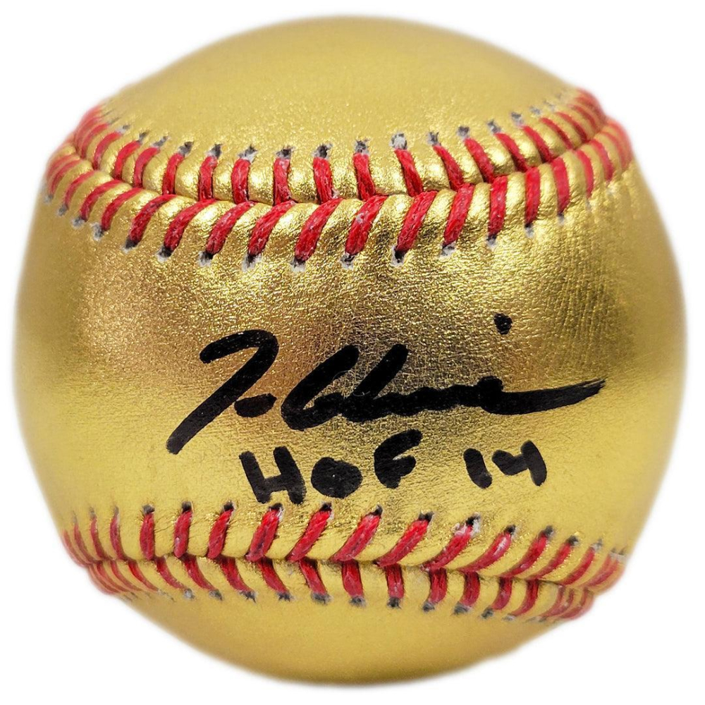 Tom Glavine Signed OML Golden Leather Baseball Inscribed "HOF 14" (JSA ...