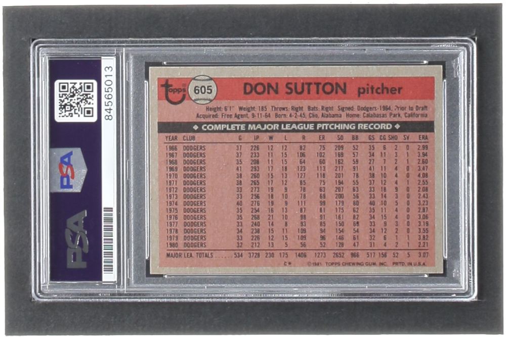 Don Sutton Signed 1981 Topps #605 (PSA) | Pristine Auction