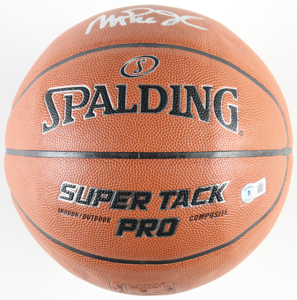 Larry Bird & Magic Johnson Signed Spalding Basketball With Cherry Wood ...