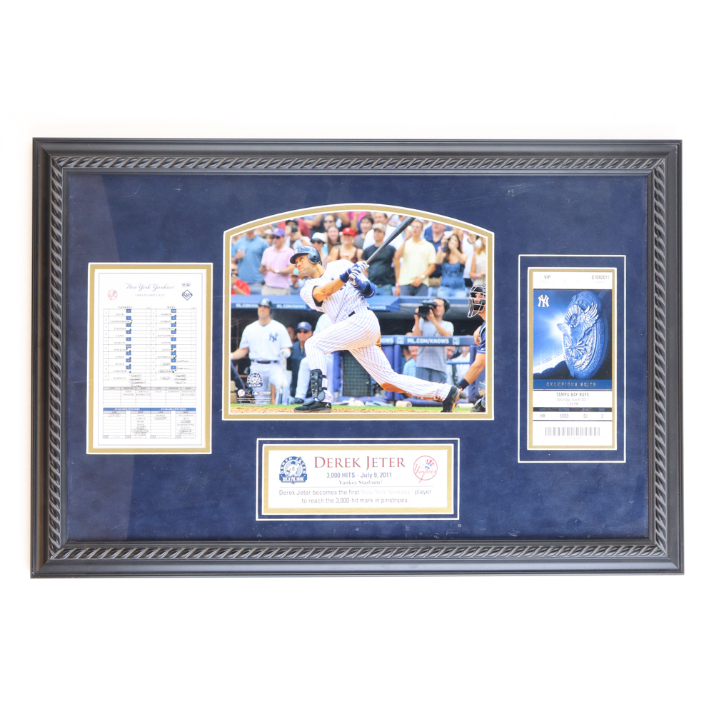 Derek Jeter Yankees Custom Framed Photo Display With Game Ticket ...