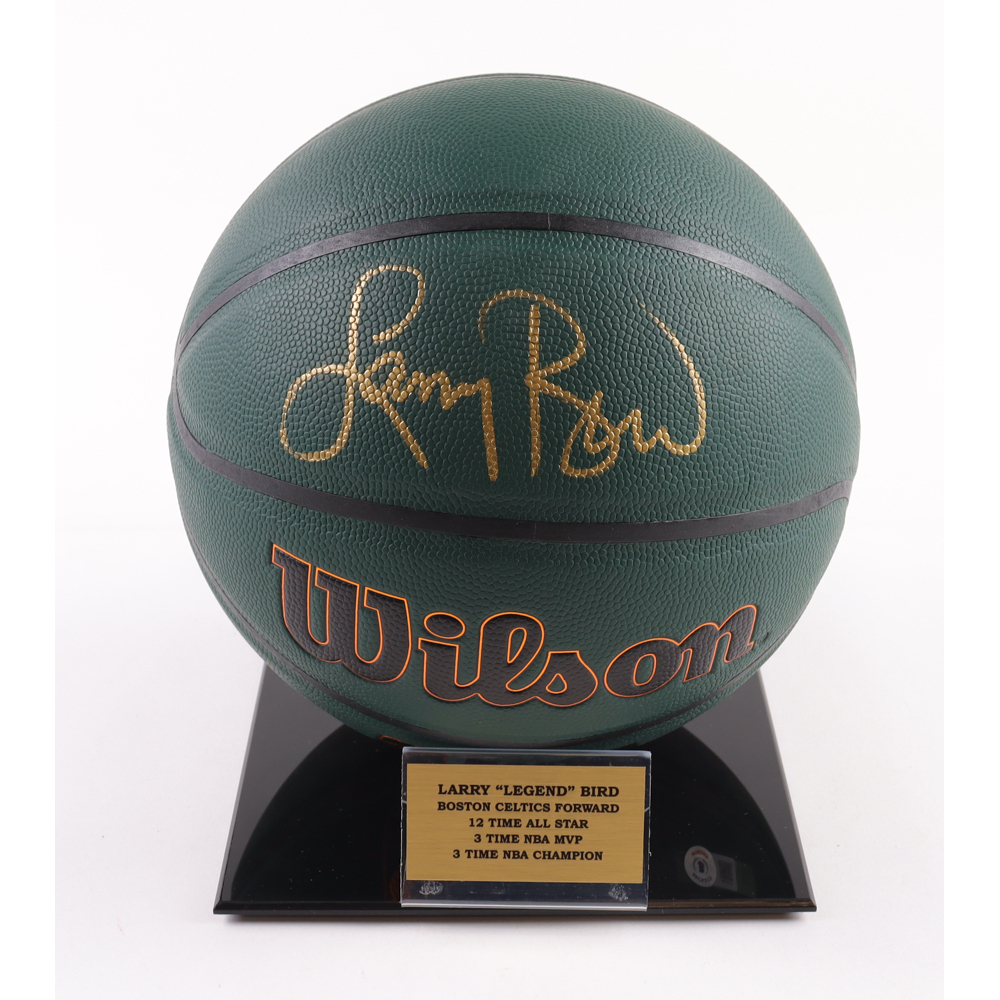 Larry Bird Signed NBA Basketball With Acrylic Display Stand (Beckett ...