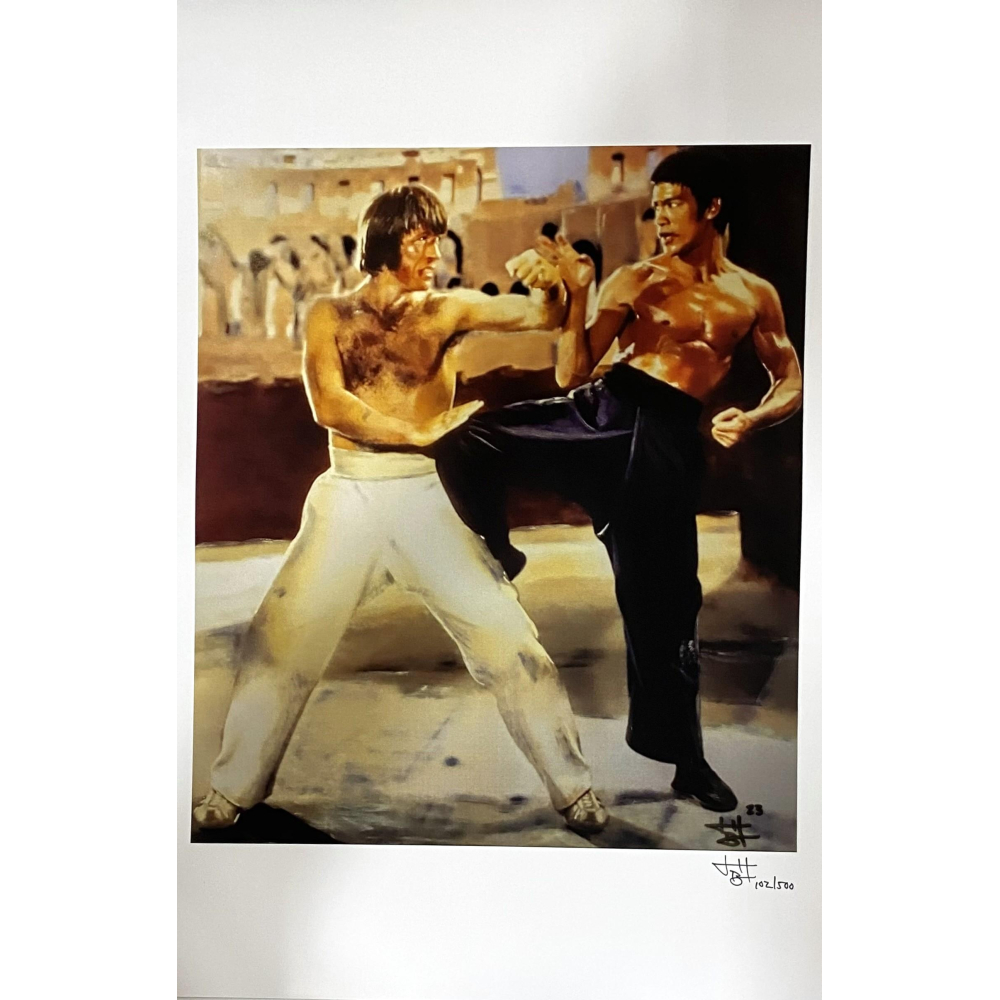 Joshua Barton Signed LE "Chuck Norris & Bruce Lee" 12x18 Lithograph ...