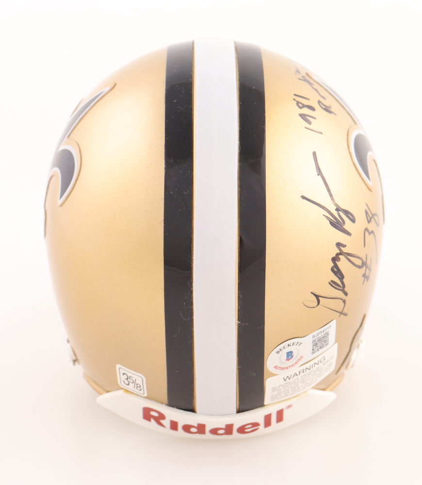 George Rogers Signed Saints Throwback Mini Helmet Inscribed "1981 ...