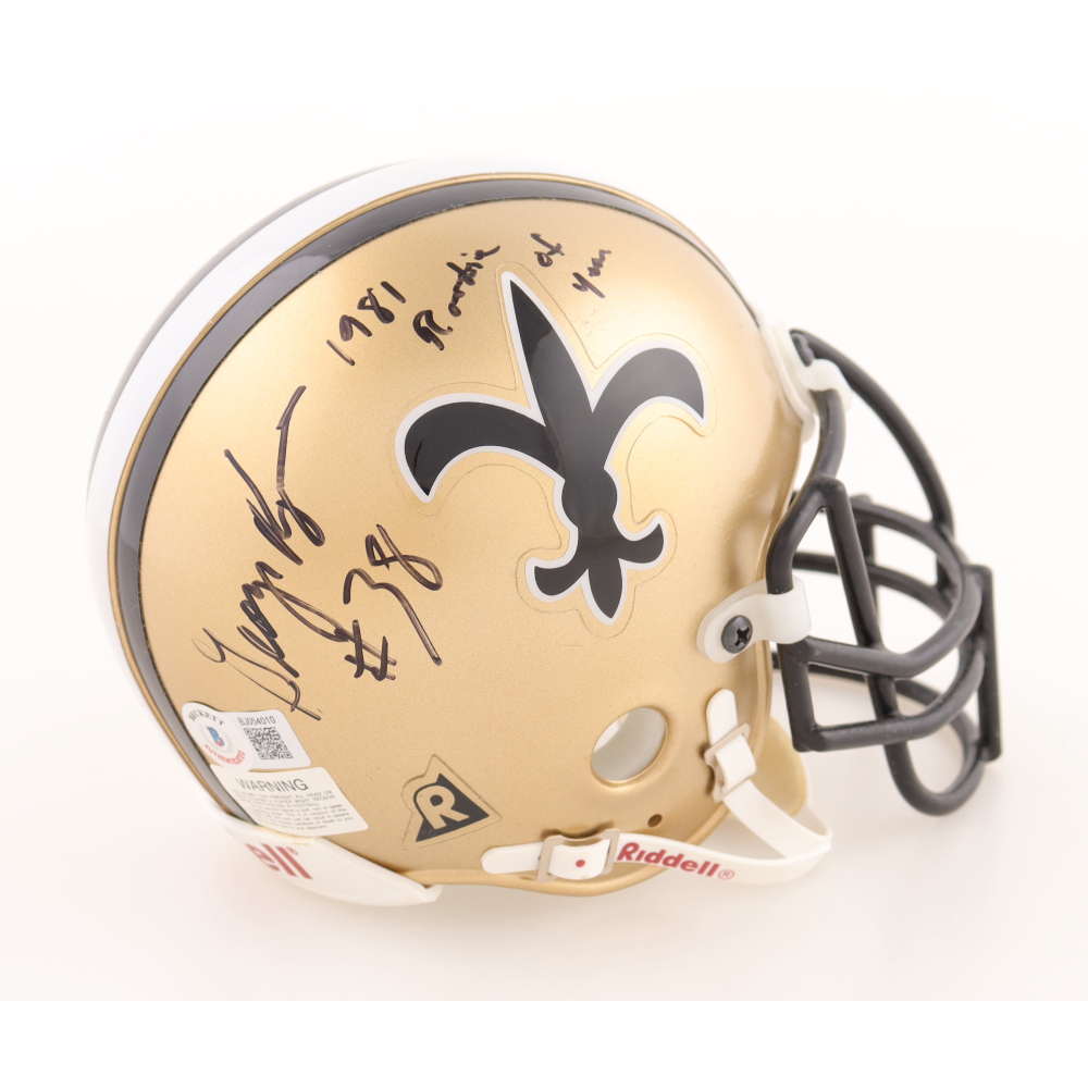 George Rogers Signed Saints Throwback Mini Helmet Inscribed "1981 ...