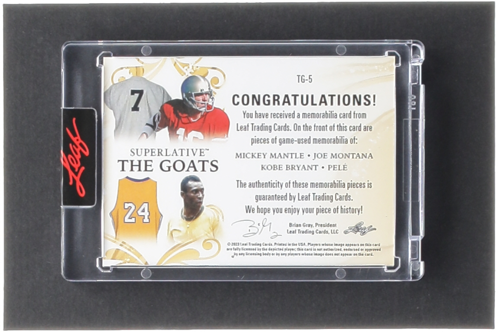 Mickey Mantle / Joe Montana / Kobe Bryant / Pele 2023 Leaf Superlative ...