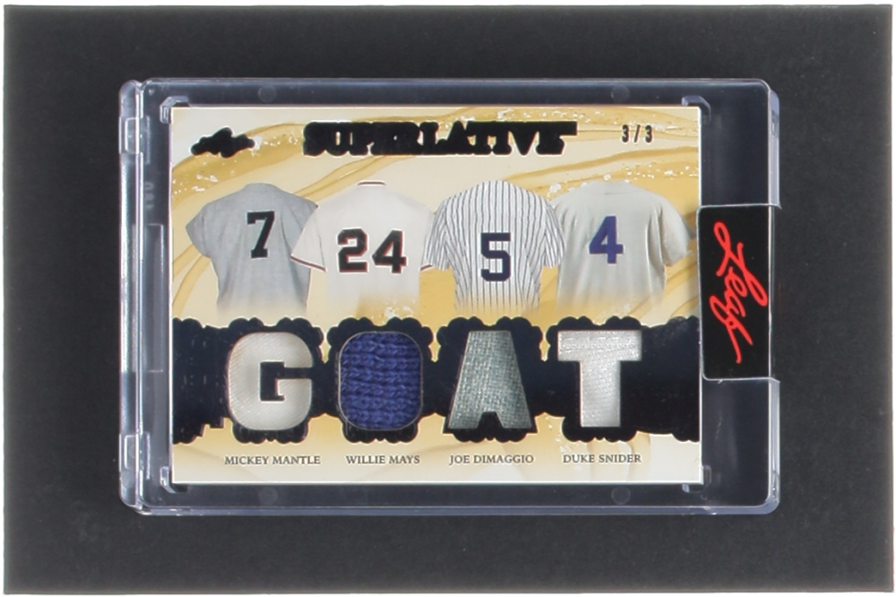 Mickey Mantle / Willie Mays / Joe DiMaggio / Duke Snider 2023 Leaf Superlative The Goats Black ...