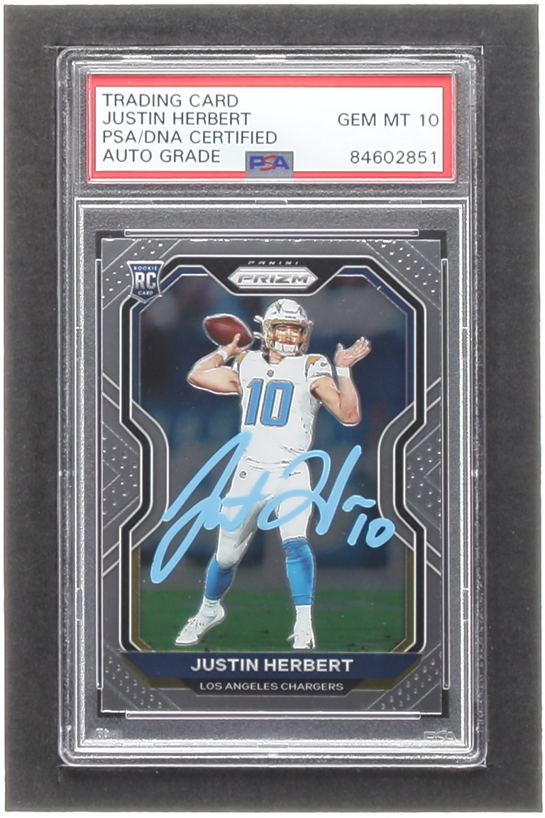 Justin Herbert Signed 2020 Panini Prizm #325A RC (PSA | Auto 10 ...