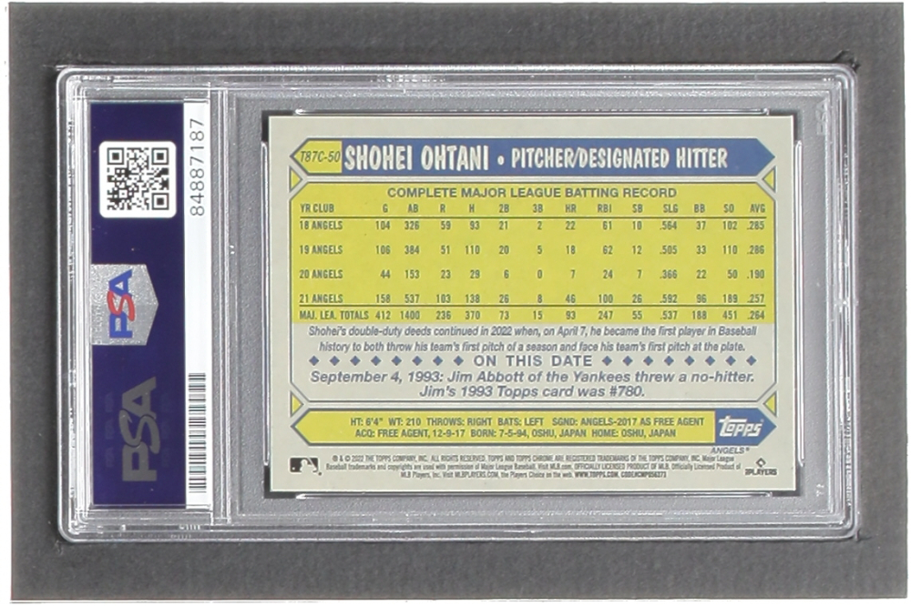 Shohei Ohtani Signed 2022 Topps Update '87 Topps Silver Pack Chrome # ...