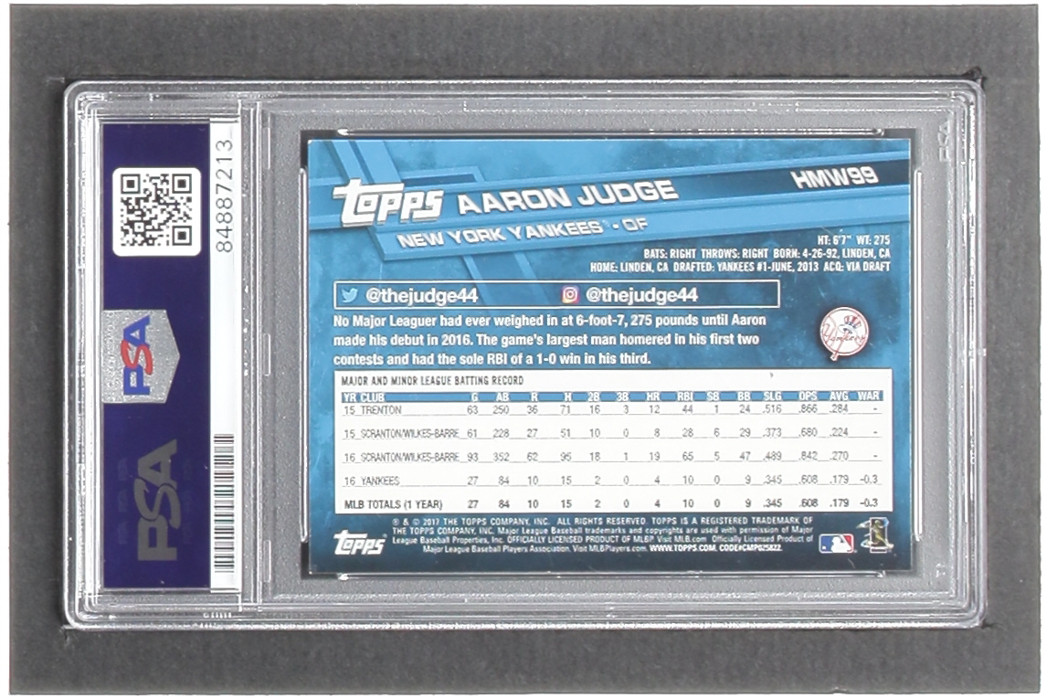 Aaron Judge Signed 2017 Topps Walmart Holiday Snowflake #HMW99 RC (PSA ...