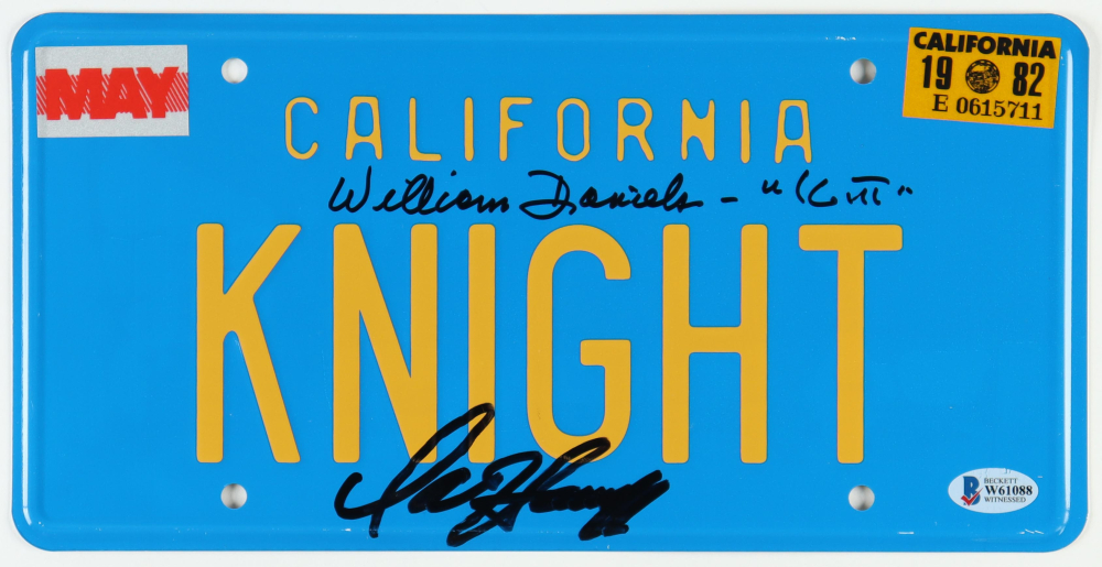 David Hasselhoff & William Daniels Signed "Knight Rider" License Plate ...