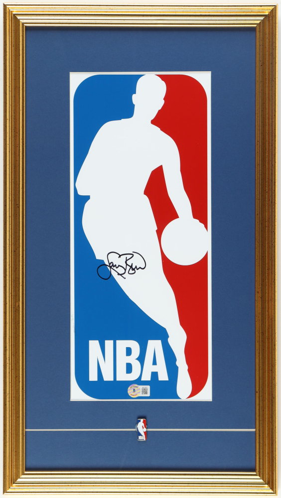 Larry Bird Signed NBA Logo Custom Framed Photo Display With Metal Logo ...