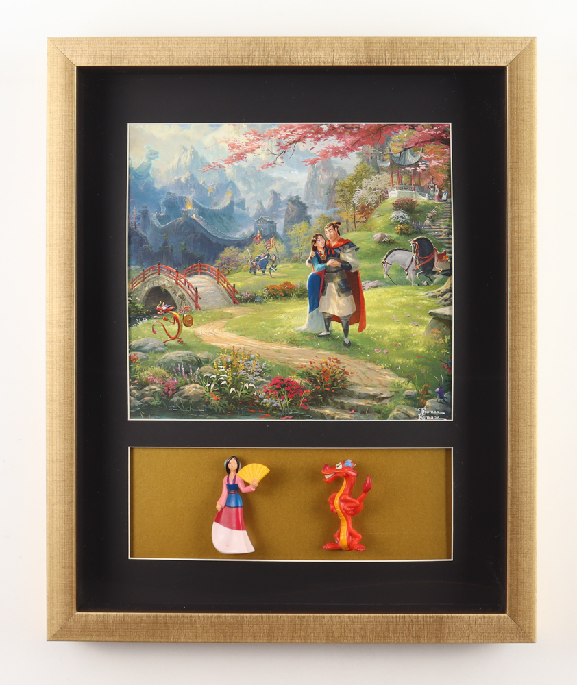 Thomas Kinkade "Mulan" Custom Framed Print with Mulan & Mushu Figures ...