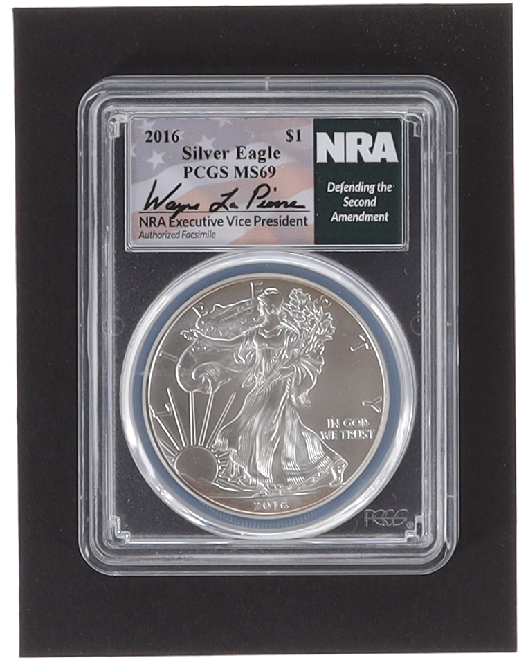 2016 American Silver Eagle - Signed by Wayne La Pierre - NRA Label ...