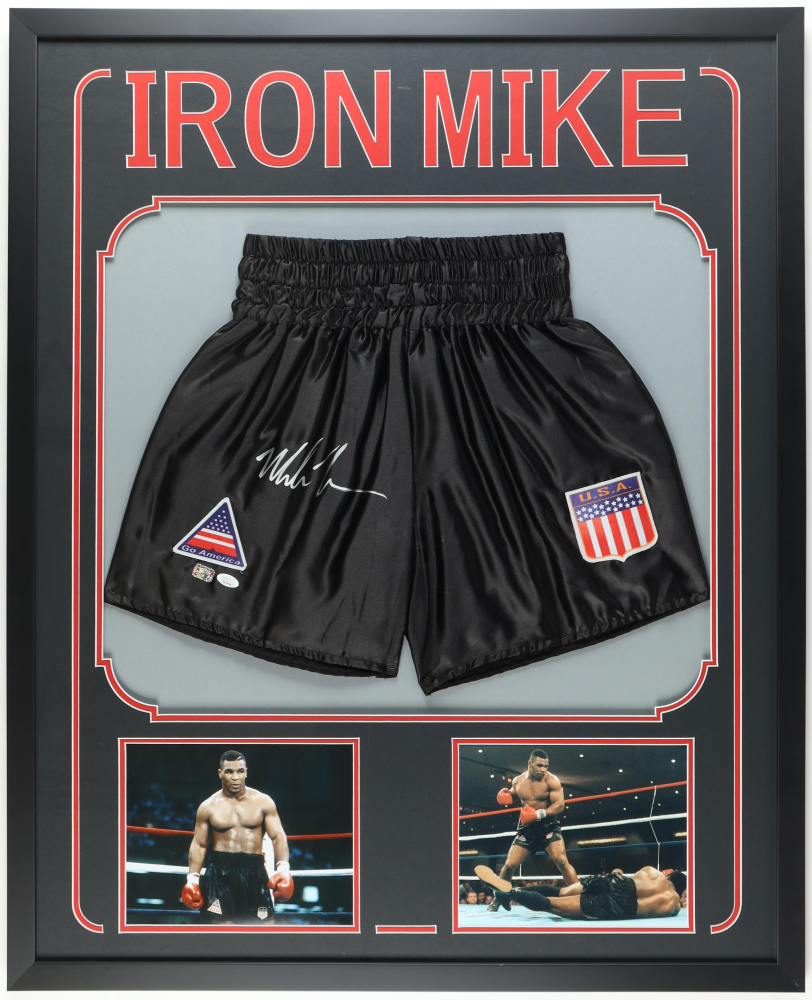 Mike Tyson Signed Custom Framed Boxing Trunks Display (Tyson & JSA ...